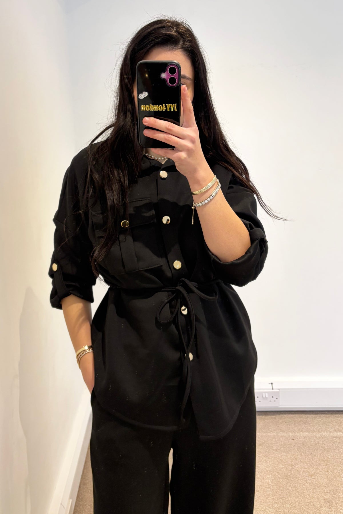 Button Tie Up Lounge Set - Black – JYY London