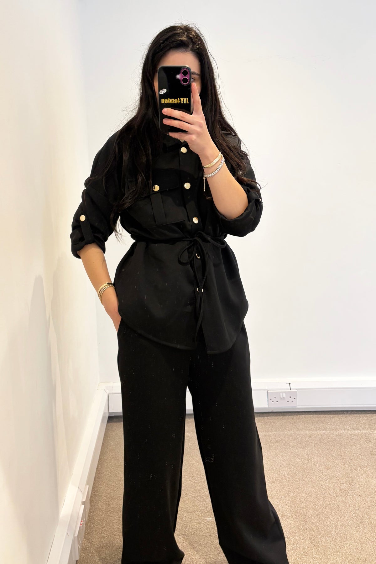 Button Tie Up Lounge Set - Black – JYY London