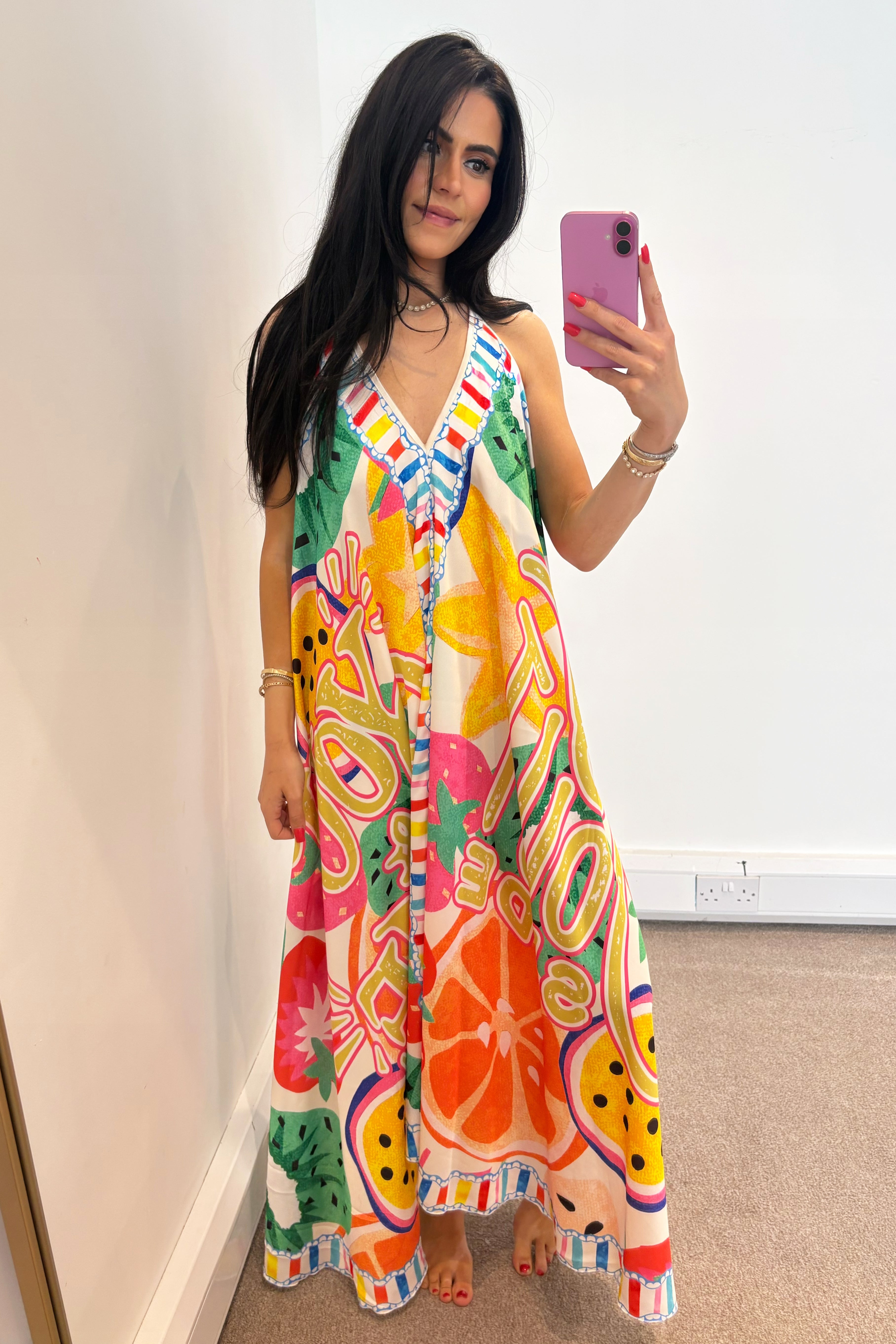 JYY Halter Neck Maxi Dress - Fruity Print – JYY London